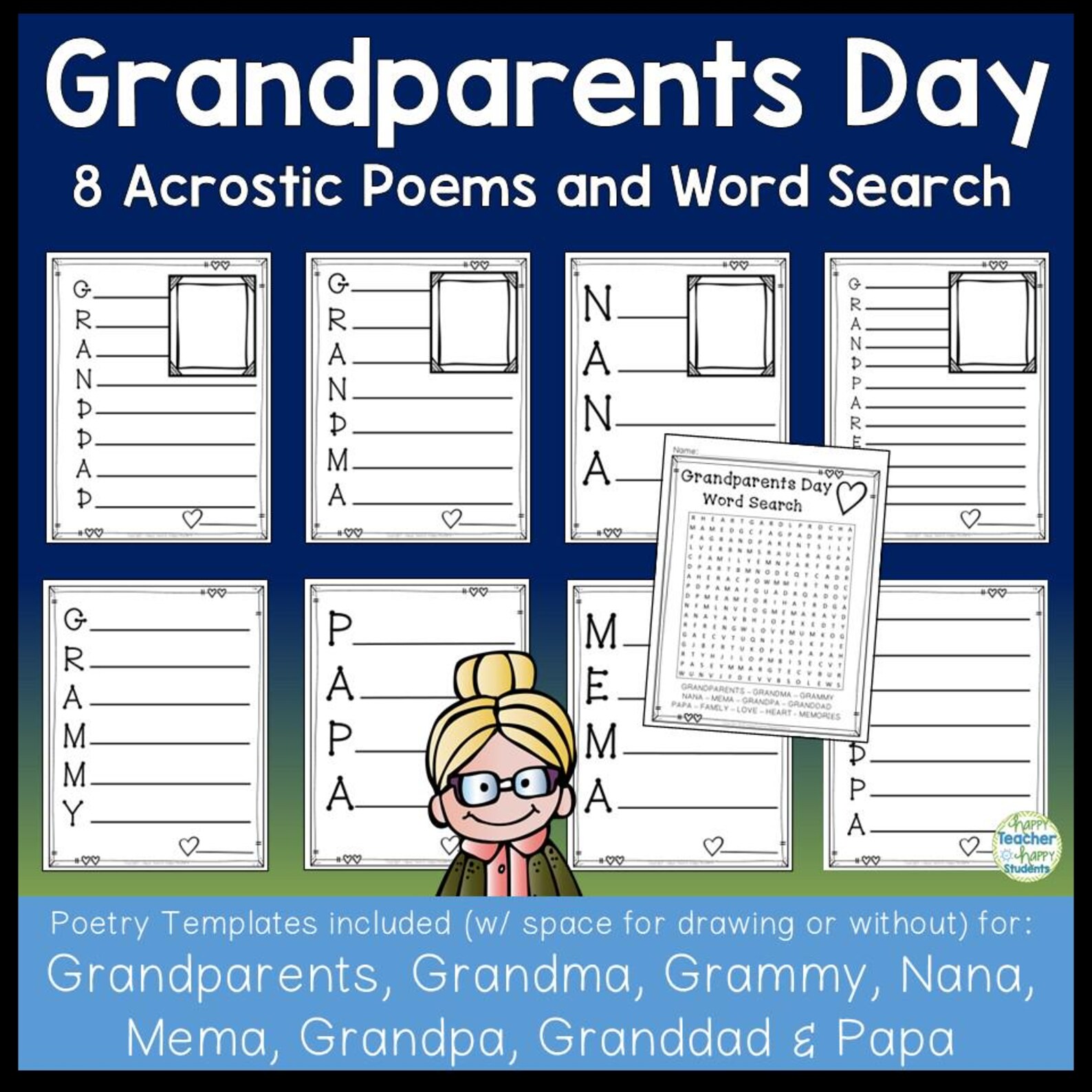 Grandparents Day Writing AND Grandparents Day Word Search ...