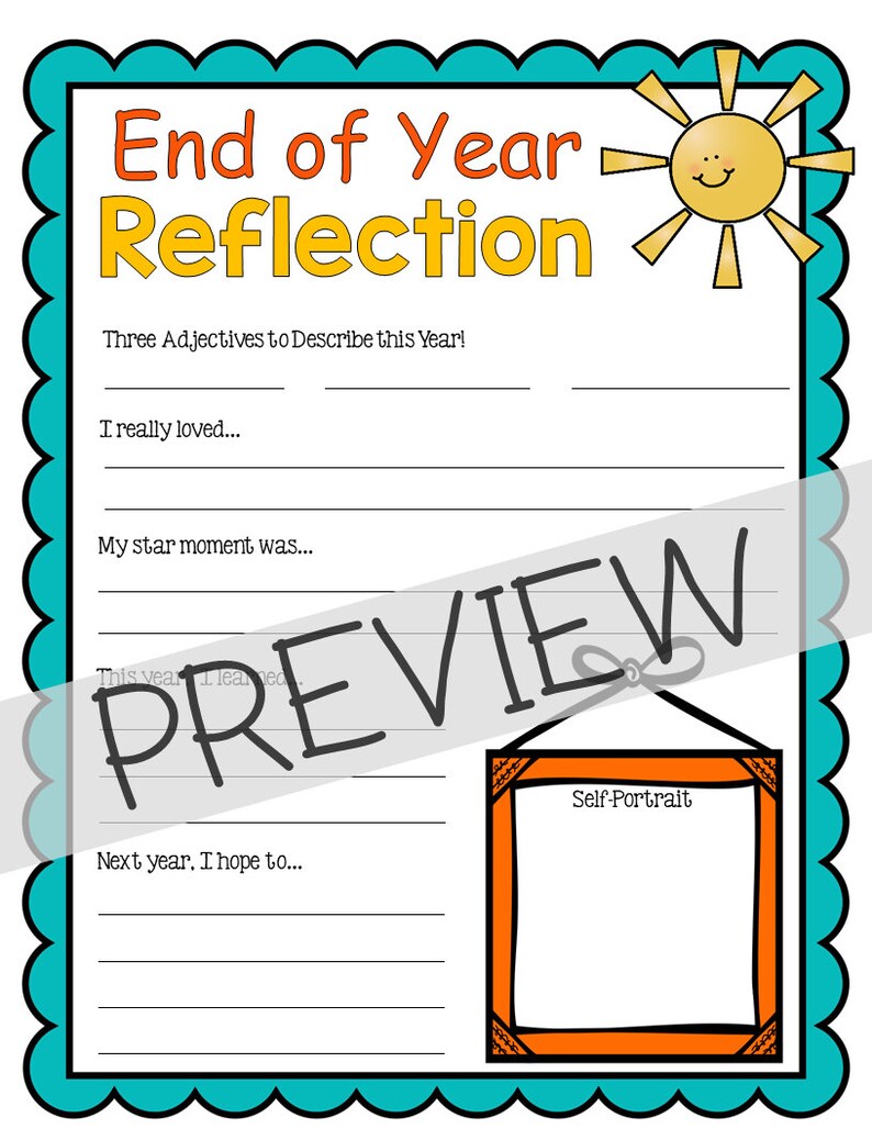 Student End of Year Reflection: End of School Year Reflection Writing ...