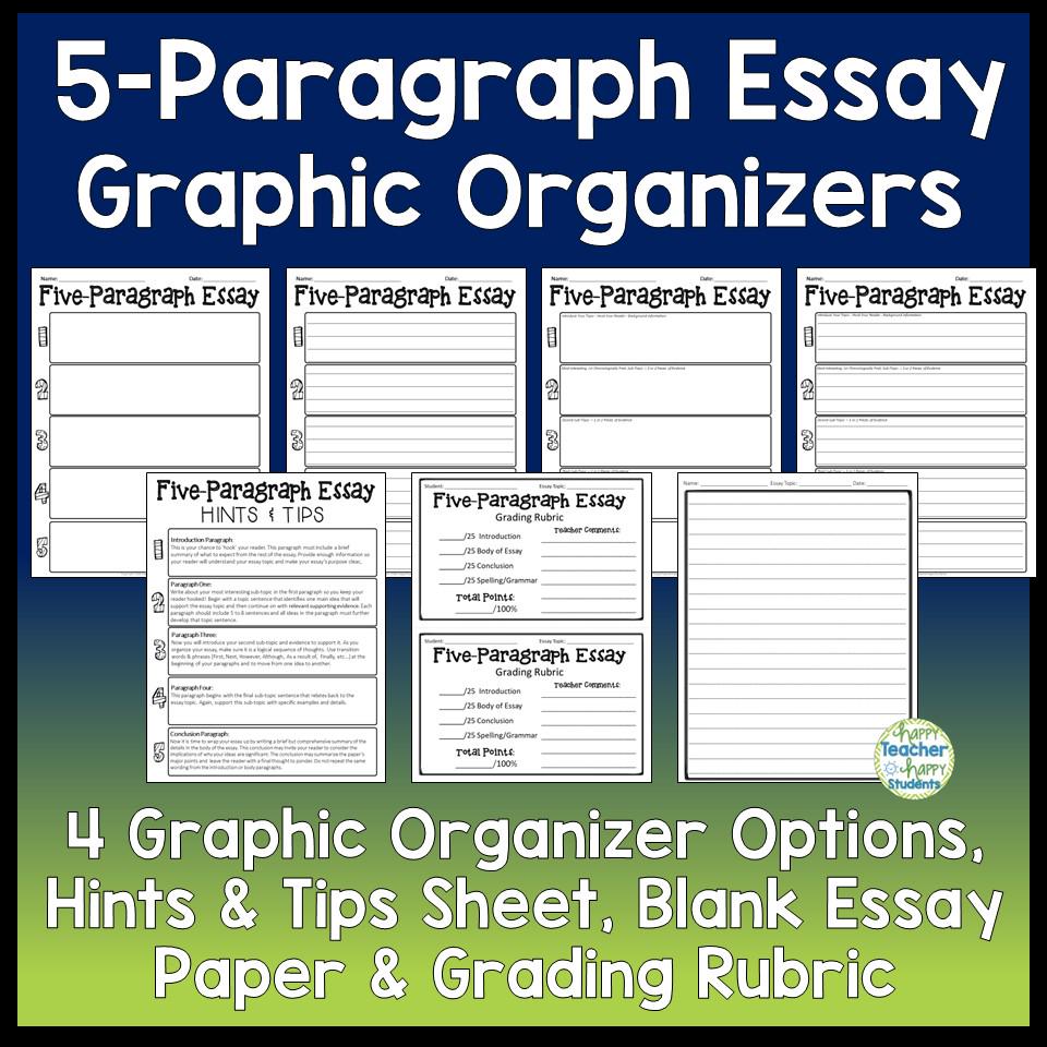 Essay Graphic Organizers: 5 Paragraph Essay Template With Tips (digital ...
