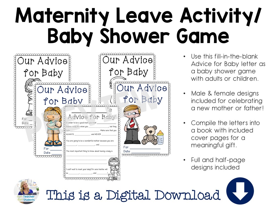 Advice for Baby Baby Shower Game for Kid Baby Shower Advice Cards Last ...