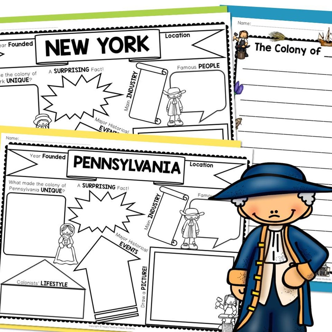 13 Colonies Graphic Organizers: 13 Colonies Research Organizers ...