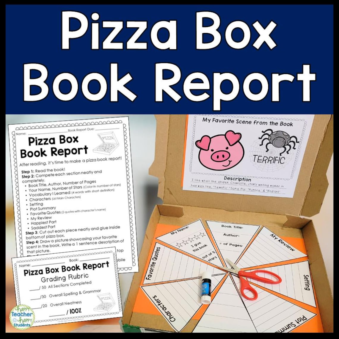 Pizza Box Book Report Template | Fun Book Report Idea for Kids (PDF) - Etsy