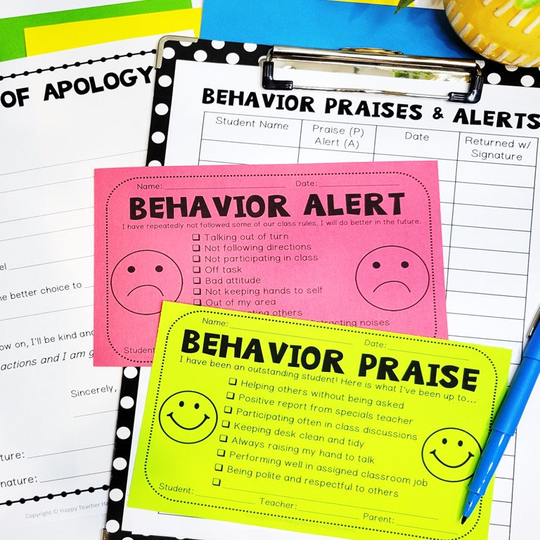Printable Behavior Alert and Behavior Praise for Behavior Management ...