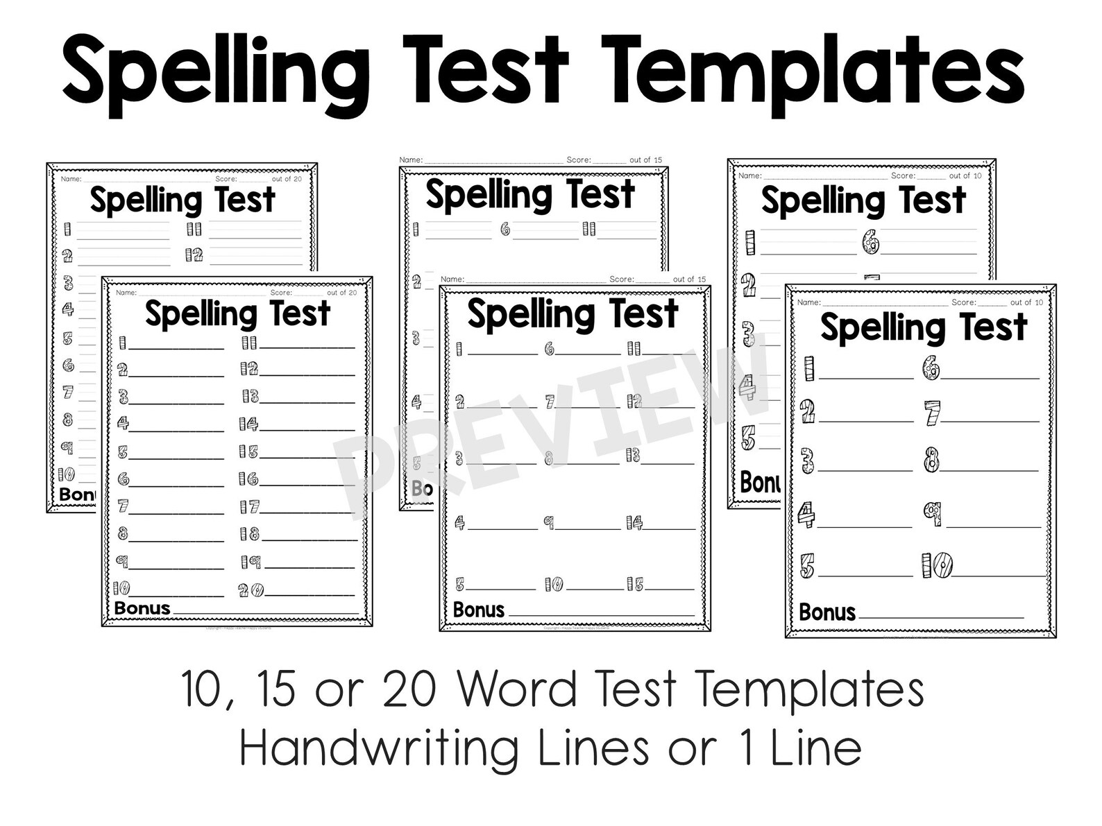 Spelling Test Templates for Spelling Practice AND Spelling Homework ...
