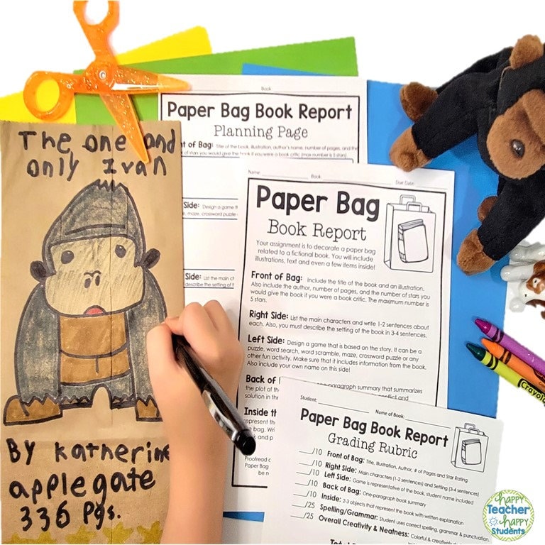 Paper Bag Book Report Template | Decorate a Paper Bag Based on Fiction ...