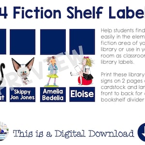 Nonfiction AND Fiction Library Shelf Dividers Classroom - Etsy