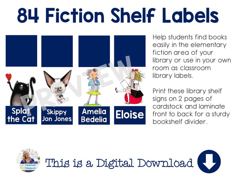 Nonfiction AND Fiction Library Shelf Dividers Classroom - Etsy