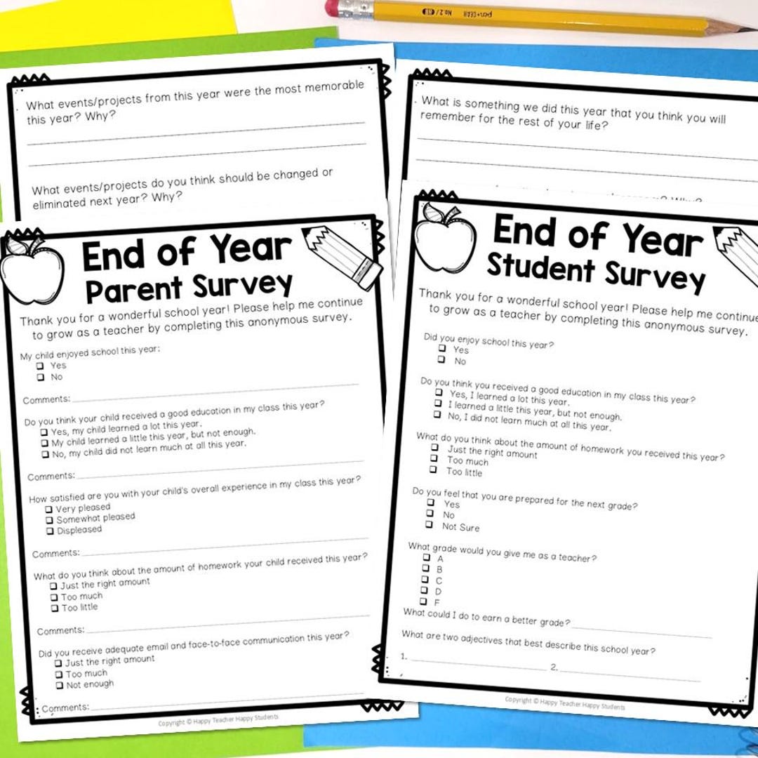 End of Year Parent & Student Survey: Insightful Teacher Feedback ...