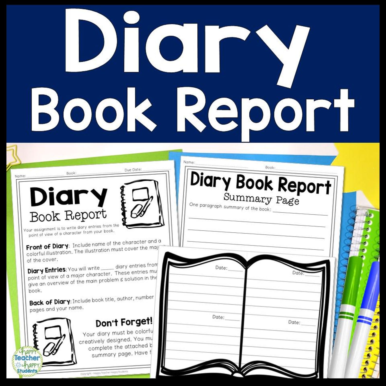 Diary Book Report Template | Write a Diary From the Character Point of ...