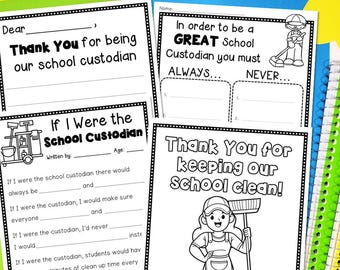 School Custodian Thank You Appreciation Card - Etsy