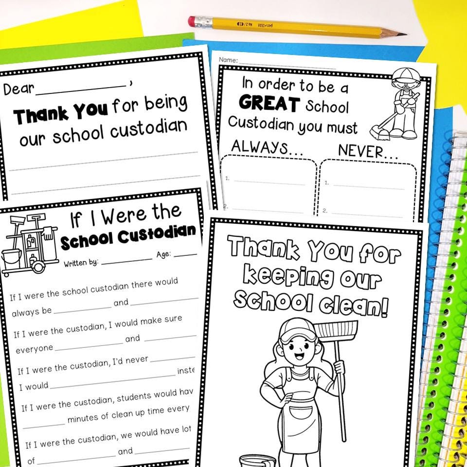 Custodian Appreciation Day Printable Thank You Card for School ...