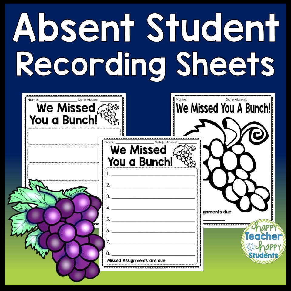 Absent Student Form | 3 Absent Student Recording Sheets | We Missed You ...