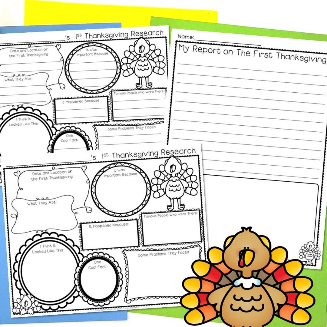 Thanksgiving Research Activity: Graphic Organizer & Writing Paper ...
