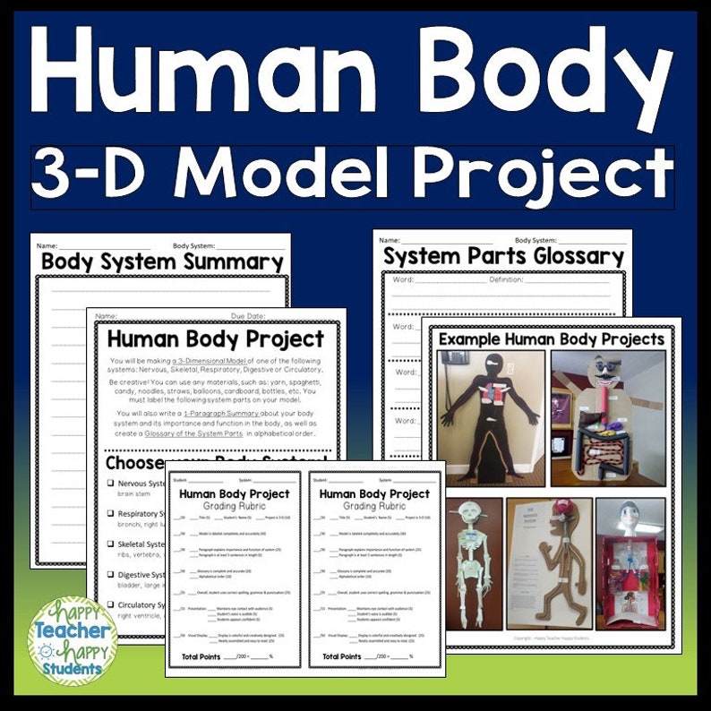 Human Body Project, Science Fair Idea, 3D Model Human Body, Body Systems Project, Parts of a ...