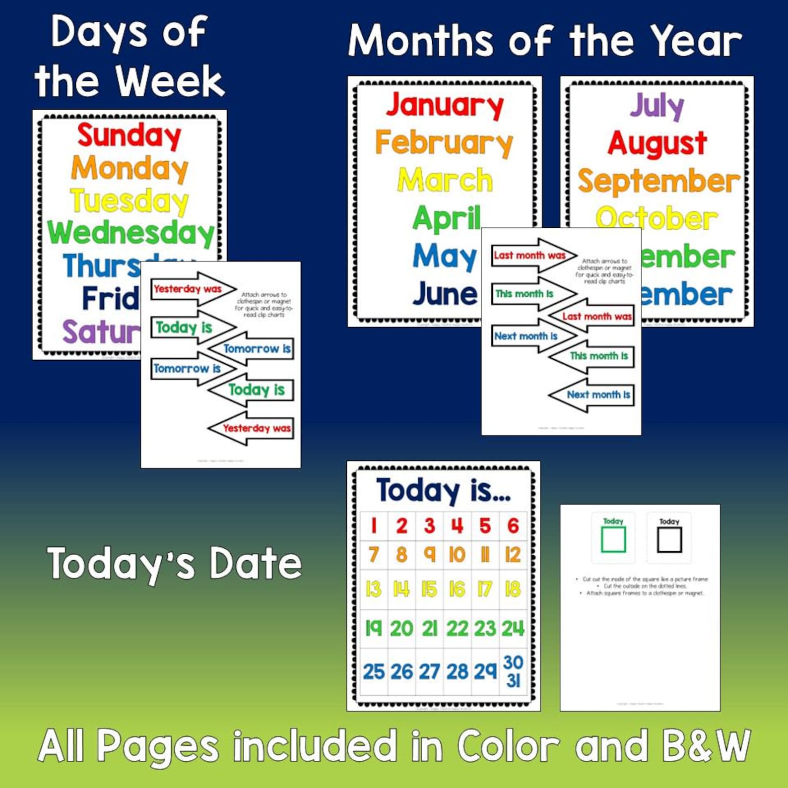 Days of the Week Printable Poster: Classroom Homeschool Decor (PDF) - Etsy