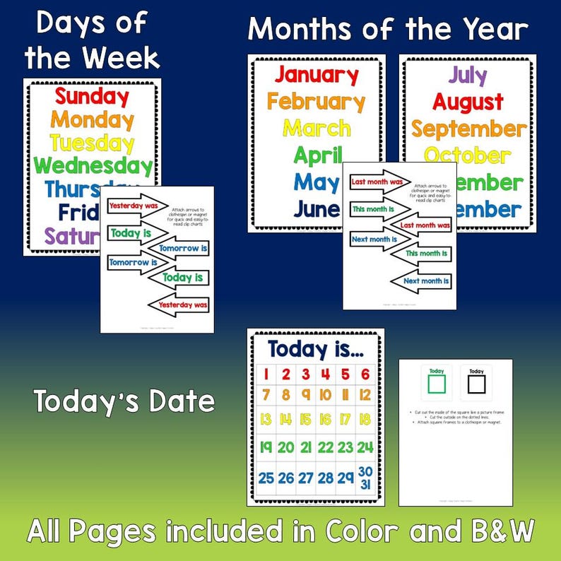 Days of the Week Printable Poster: Classroom Homeschool Decor (PDF) - Etsy
