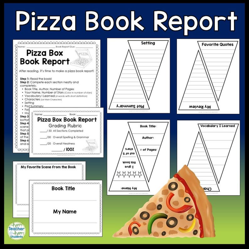 Pizza Box Book Report Template | Project Directions, Rubric & Example ...