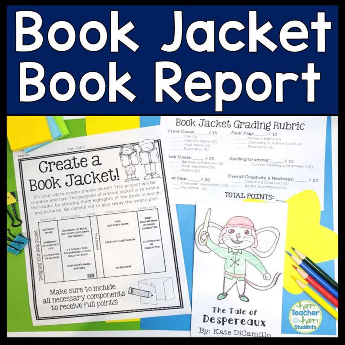 Book Jacket Project Template: Fiction Book Report (digital Download) - Etsy