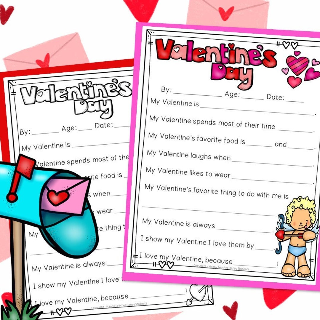 Valentine's Day Writing Activity: All About My Valentine (printable PDF ...