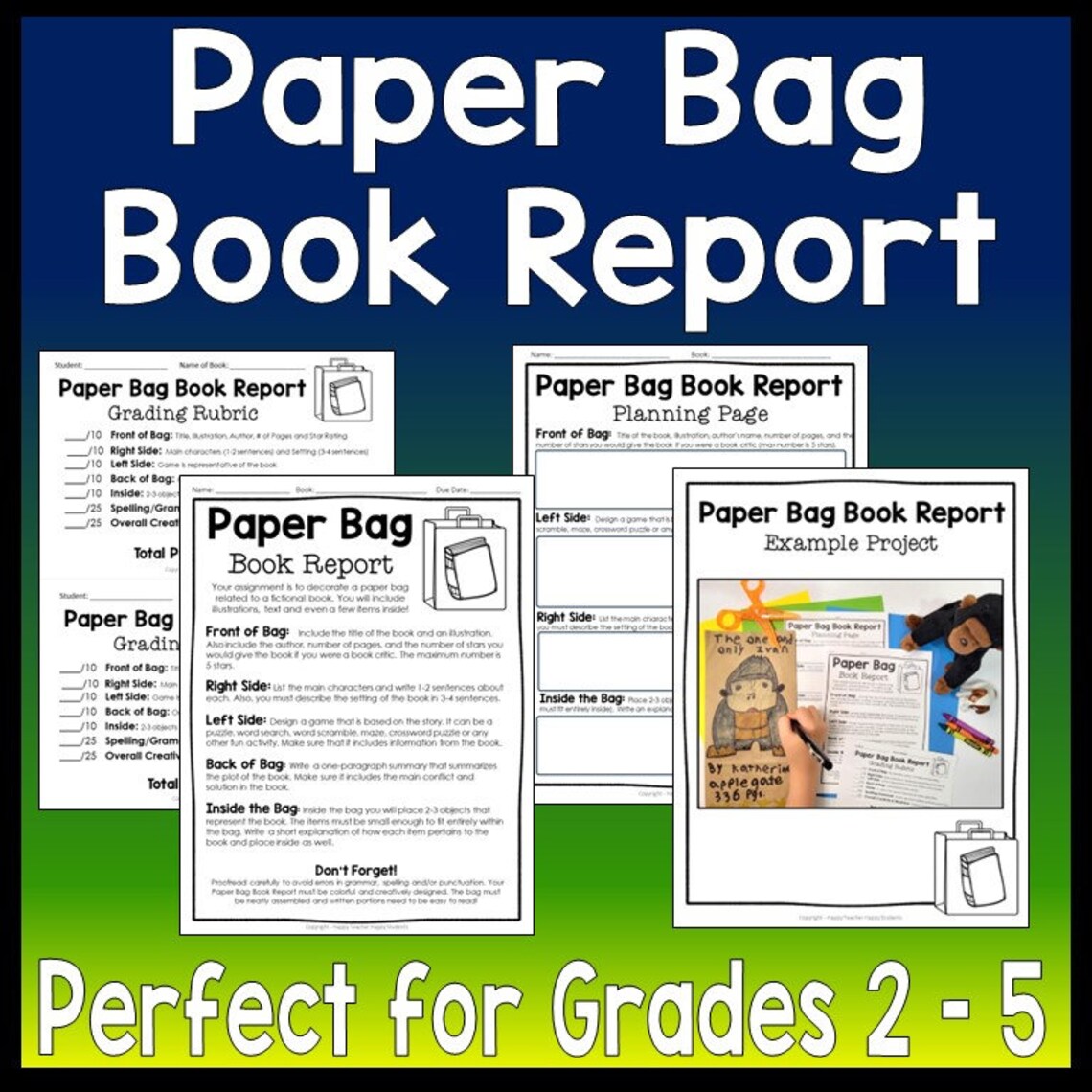 Paper Bag Book Report Template | Decorate a Paper Bag Based on Fiction ...