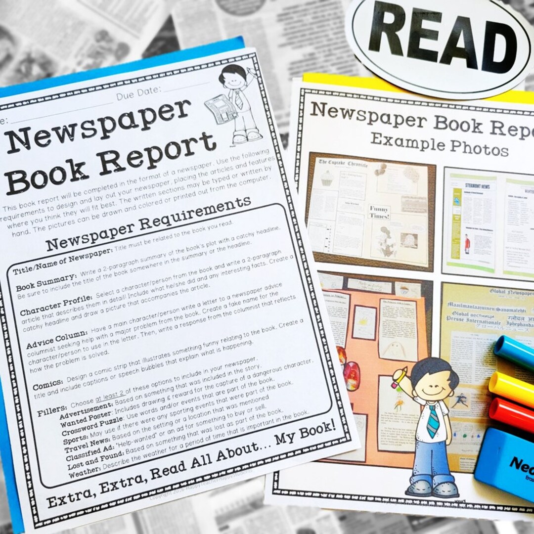 Newspaper Book Report Template | Fiction & Nonfiction Printable Book ...