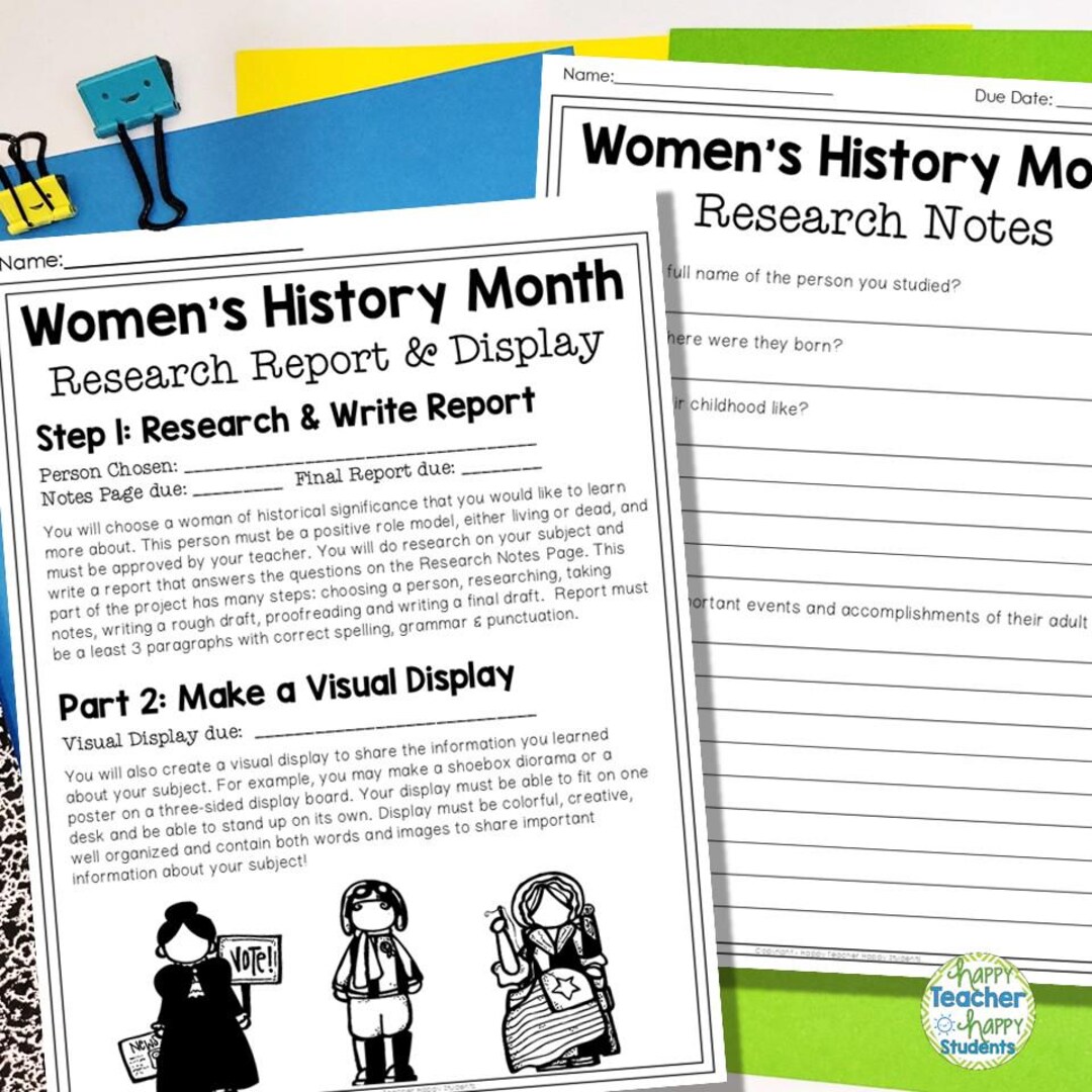 Women's History Month Research Project | Famous Women Report & Display ...
