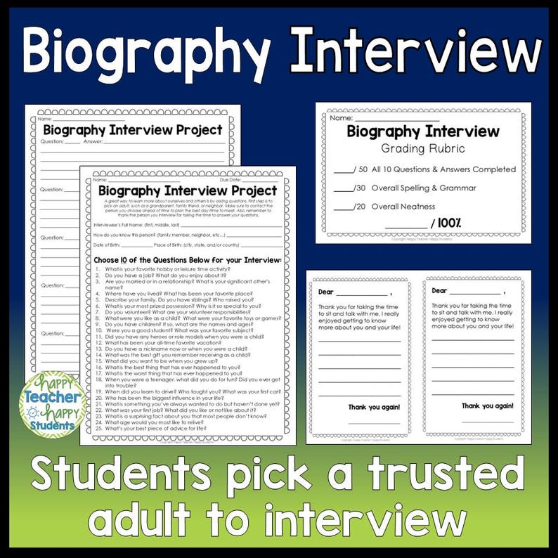Biography Interview Project | Student Interviews an Adult | Sample ...