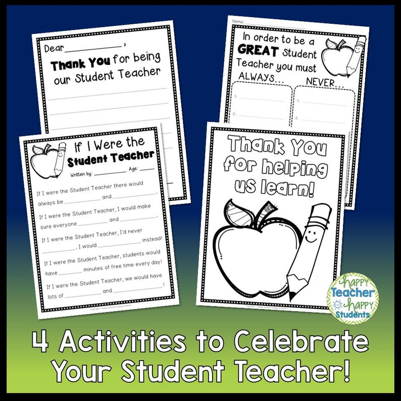 Student Teacher Thank You Card: Student Teacher Gift Idea From Kids ...