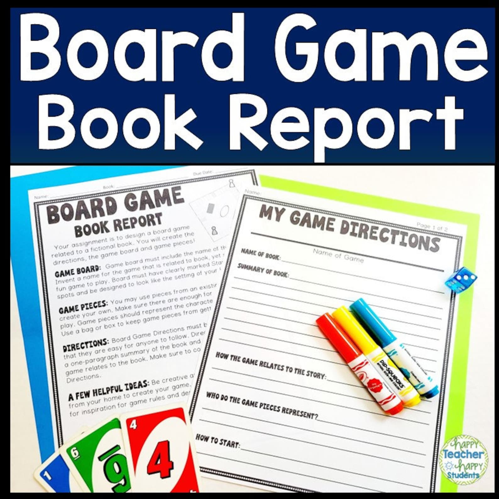 Board Game Book Report Template: Make a Game From a Fiction Book, Book ...