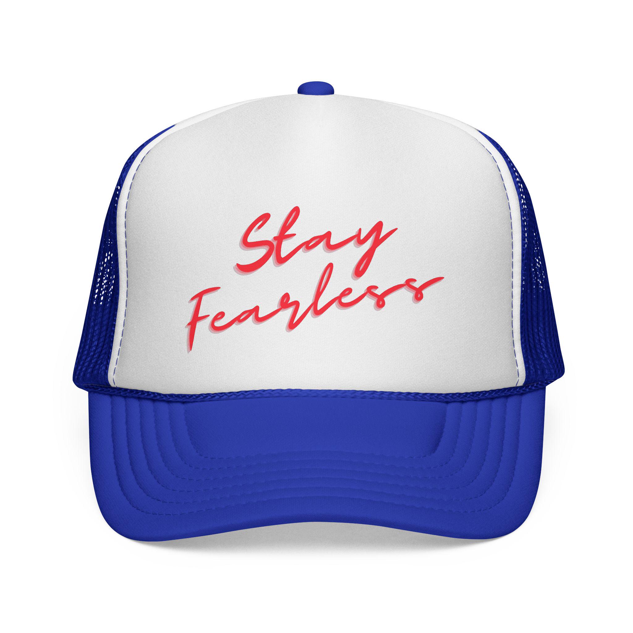 Stay Fearless Trucker Cap | Script Red Text, Mesh Back - Etsy
