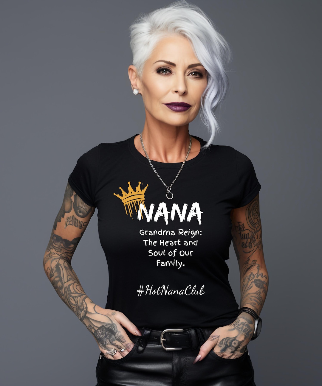Nana Crown Graphic Grandma Reigns the Heart Tee, Nana Celebration Shirt ...