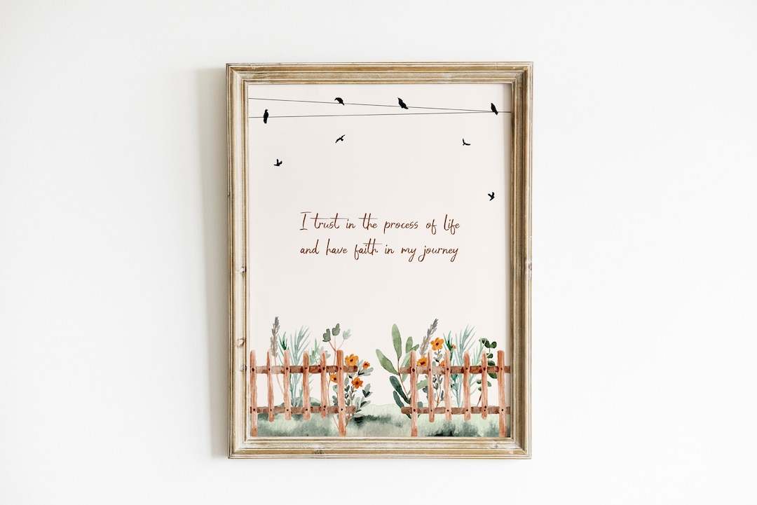 Birds and Flowers Affirmation Wall Art Quote, Anxiety Coping Quote ...