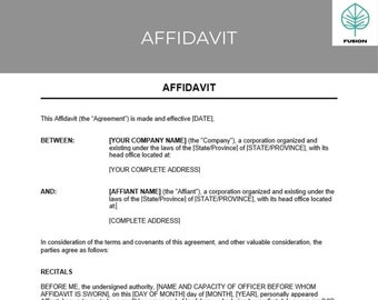 Affidavit Template - Etsy UK