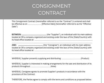 Professional Consignment Contract Template, Consignment Termsn ...