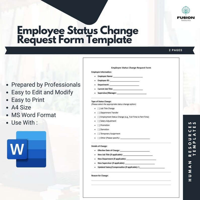 Employee Status Change Request Form Template - Etsy UK