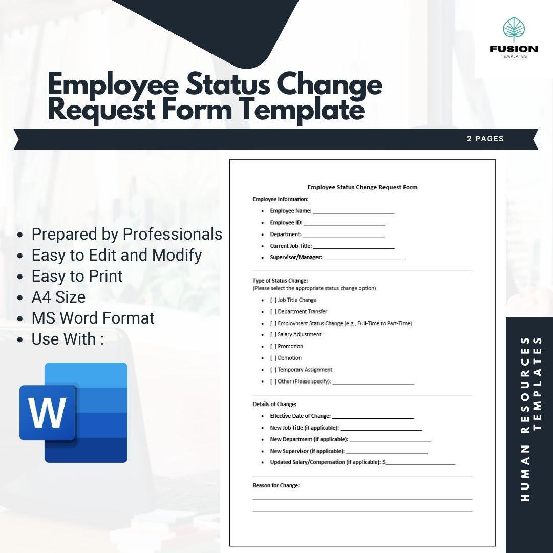 Employee Status Change Request Form Template - Etsy UK