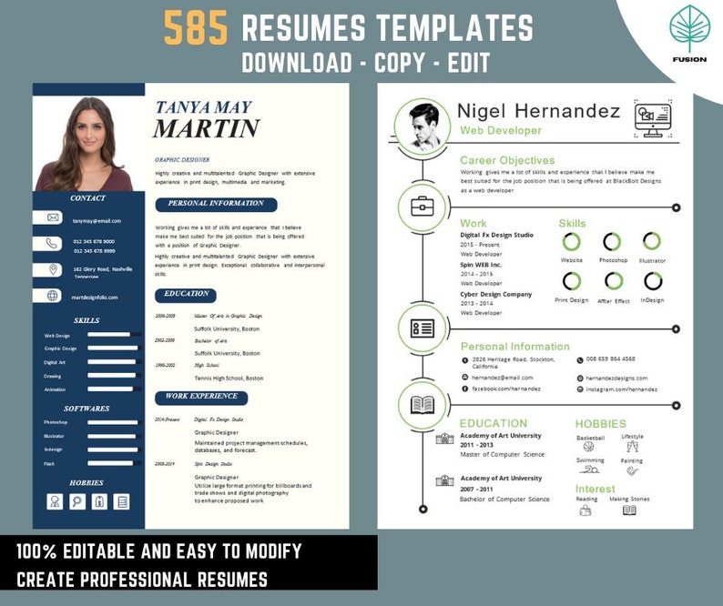 Resume Template With Photo, Professional Resume Template for Word ...