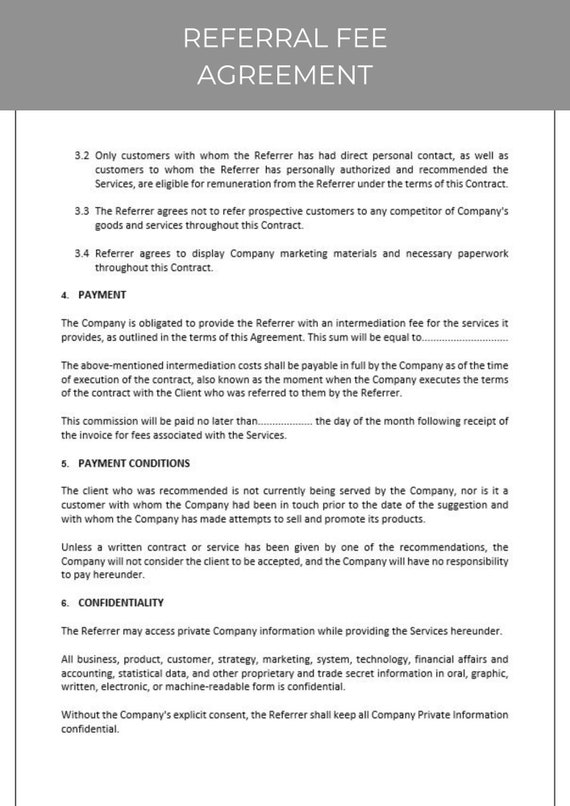 Fee Agreement Template