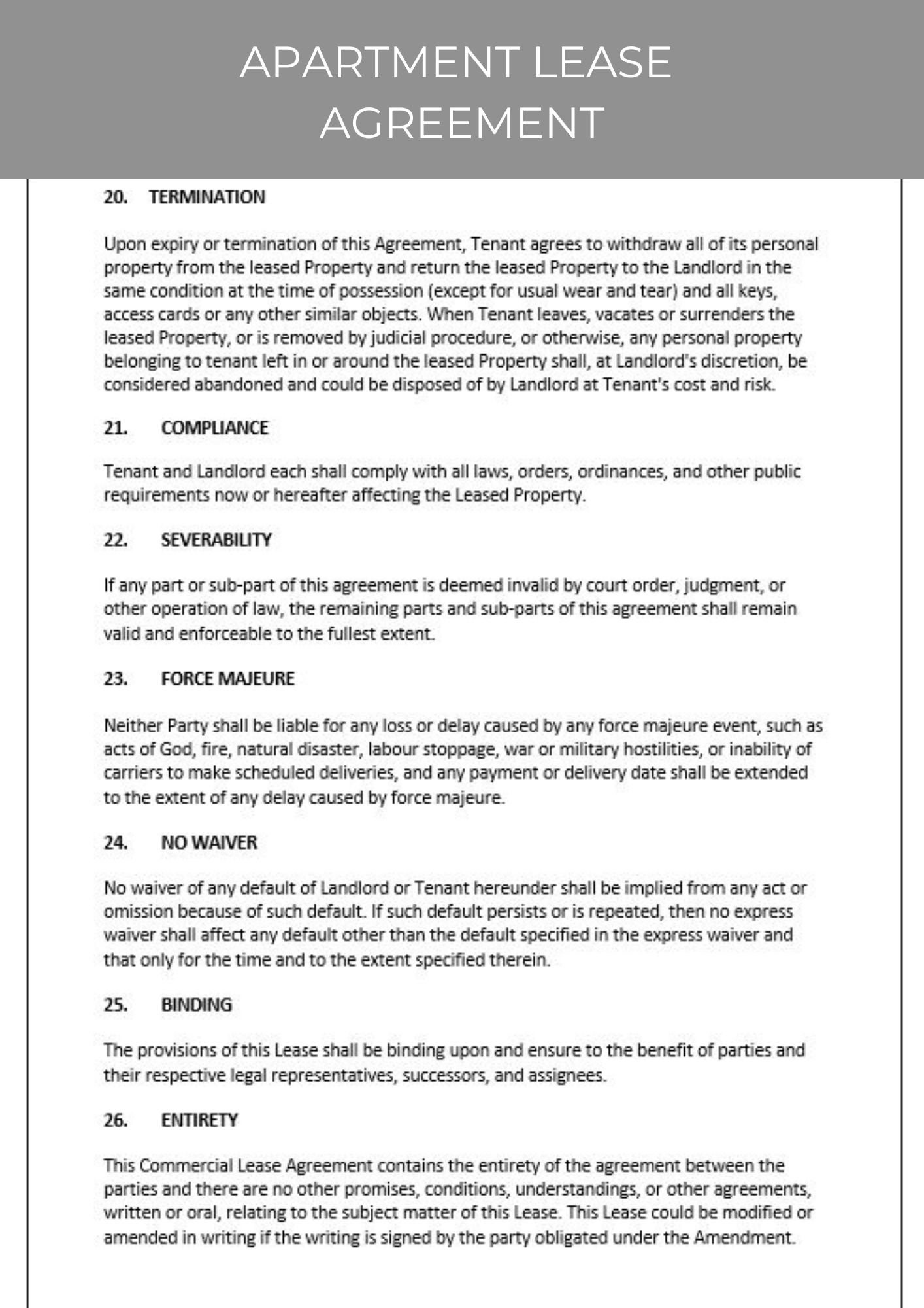 Apartment Lease Agreement, Rental Agreement, Residential Lease, Lease ...