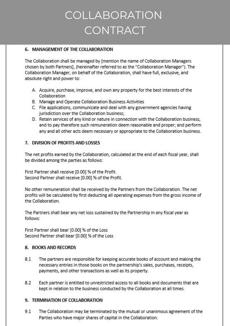 Collaboration Contract - Etsy