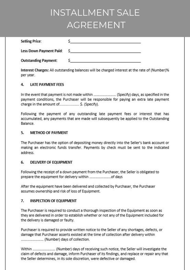 Installment Sale Agreement - Etsy