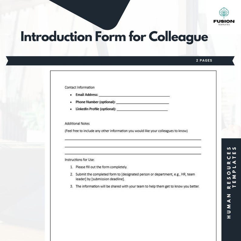 Introduction Form for Colleague Template - Etsy