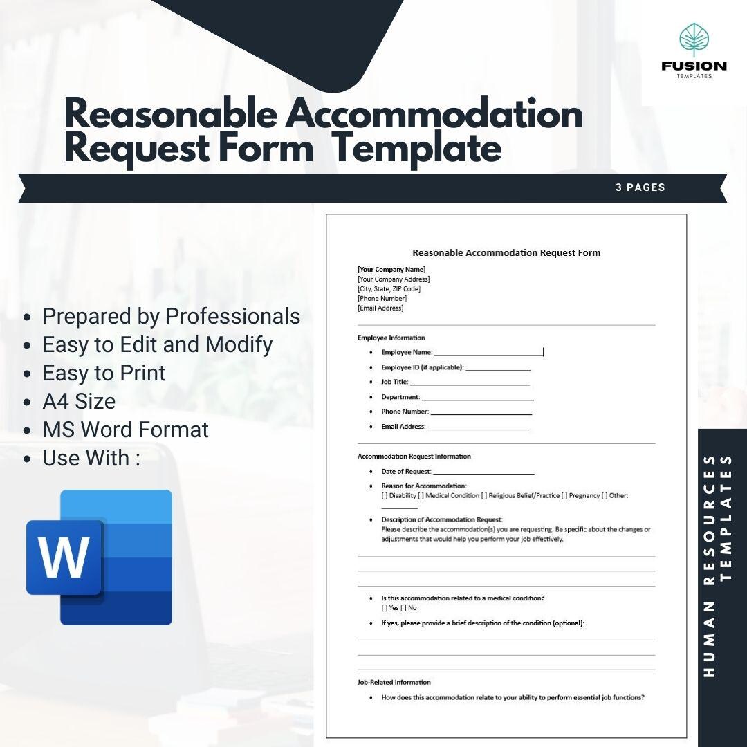 Reasonable Accommodation Request Form Templates Human Resources ...
