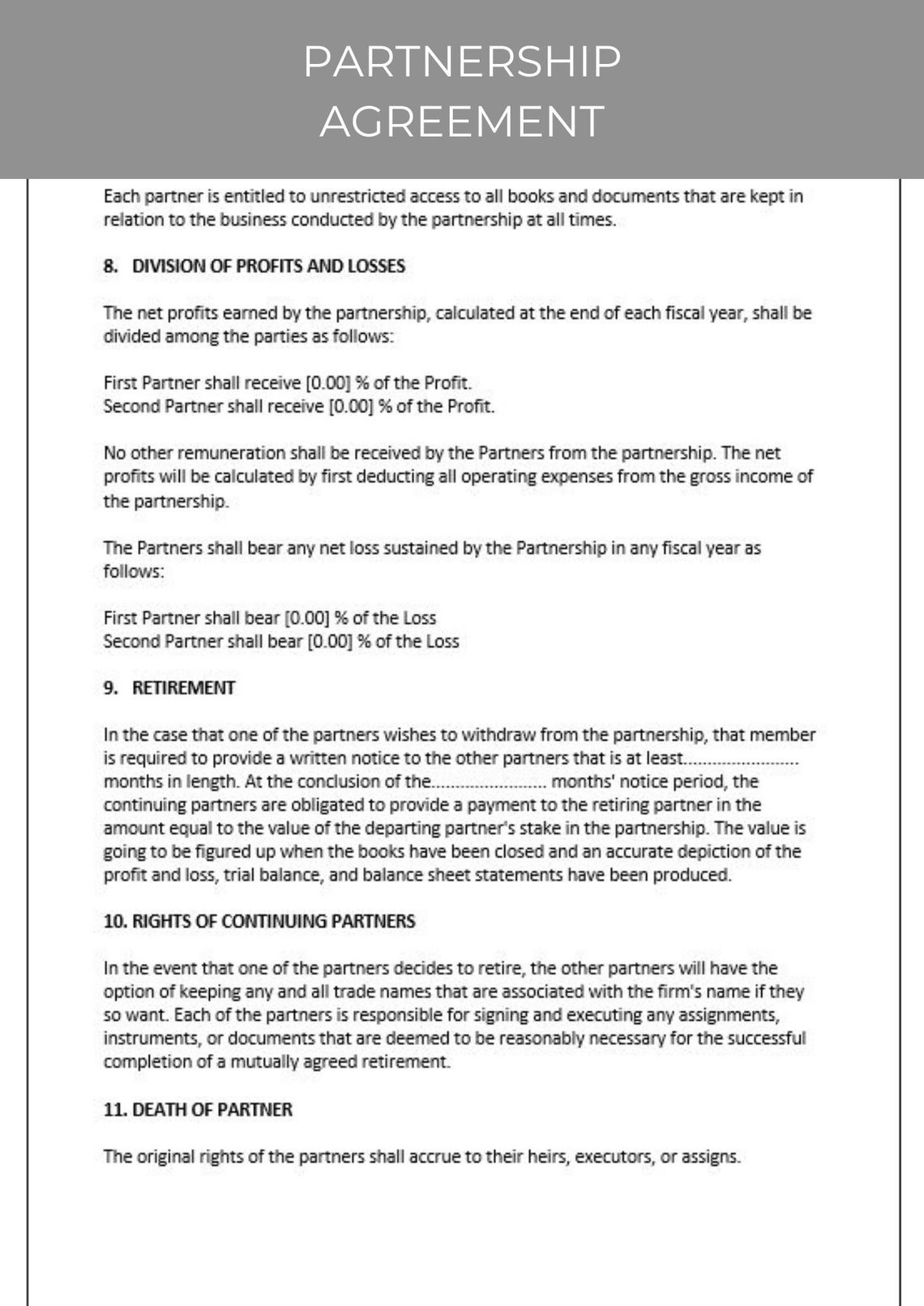 Partnership Agreement, Contract Agreement, Partnership Contract ...