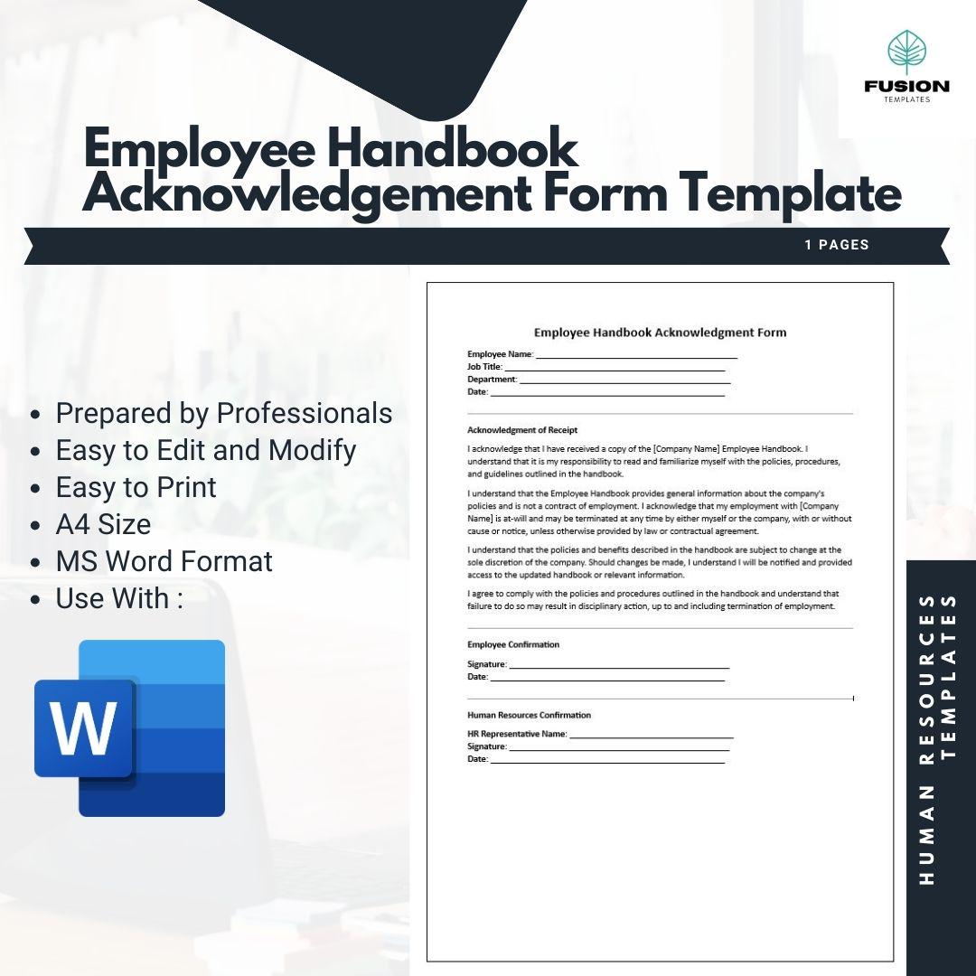 Employee Handbook Acknowledgement Form Templates Human Resources ...