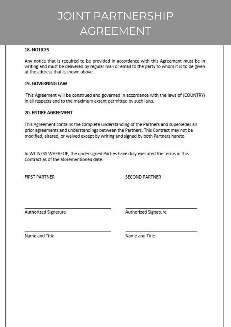 Joint Partnership Agreement - Etsy