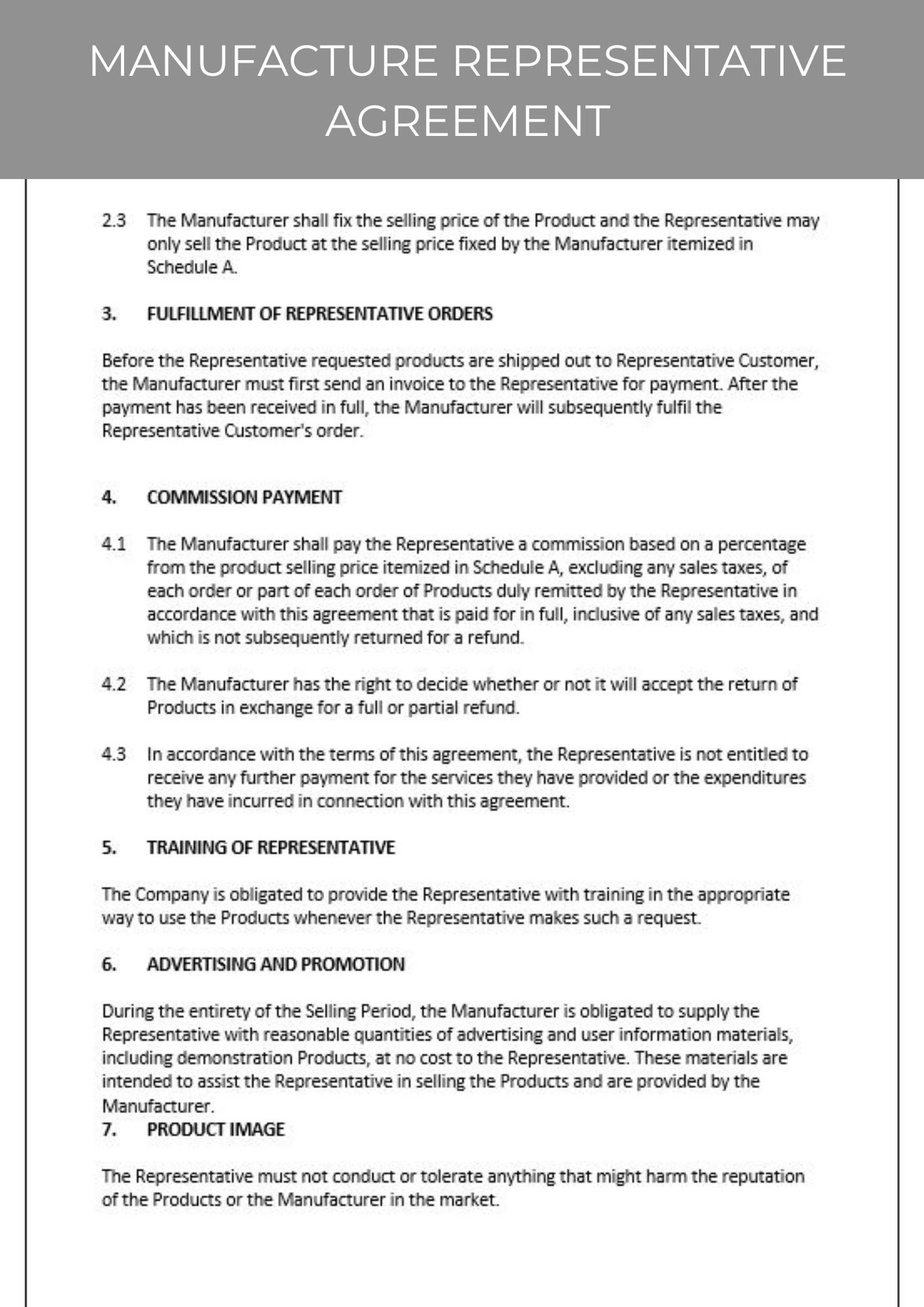 Manufacturer Representative Agreement - Etsy
