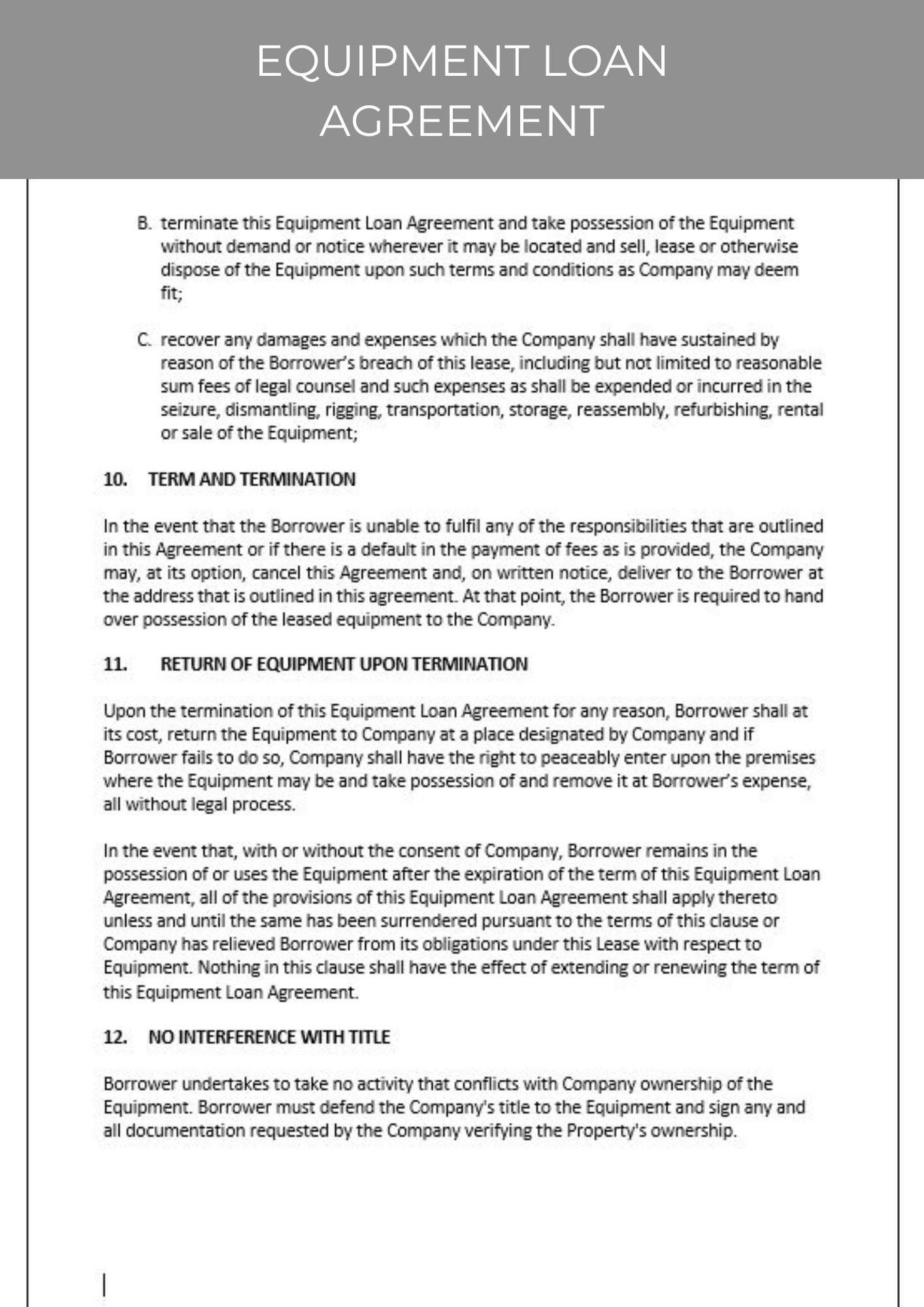 Equipment Loan Agreement - Etsy