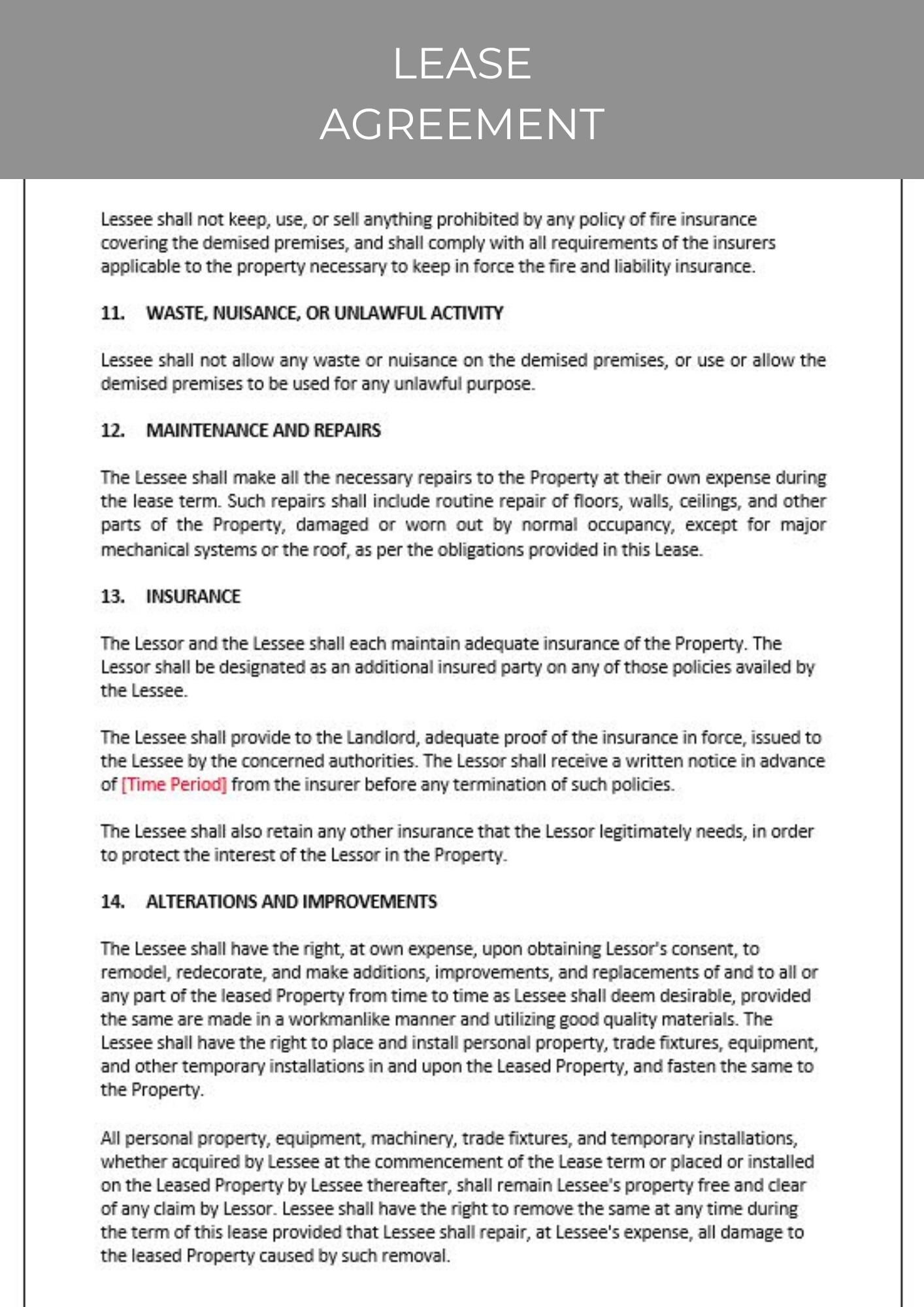 Lease Agreement, Rental Agreement, Commercial Lease, Lease Contract ...