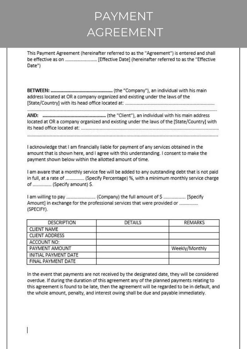 Payment Agreement - Etsy